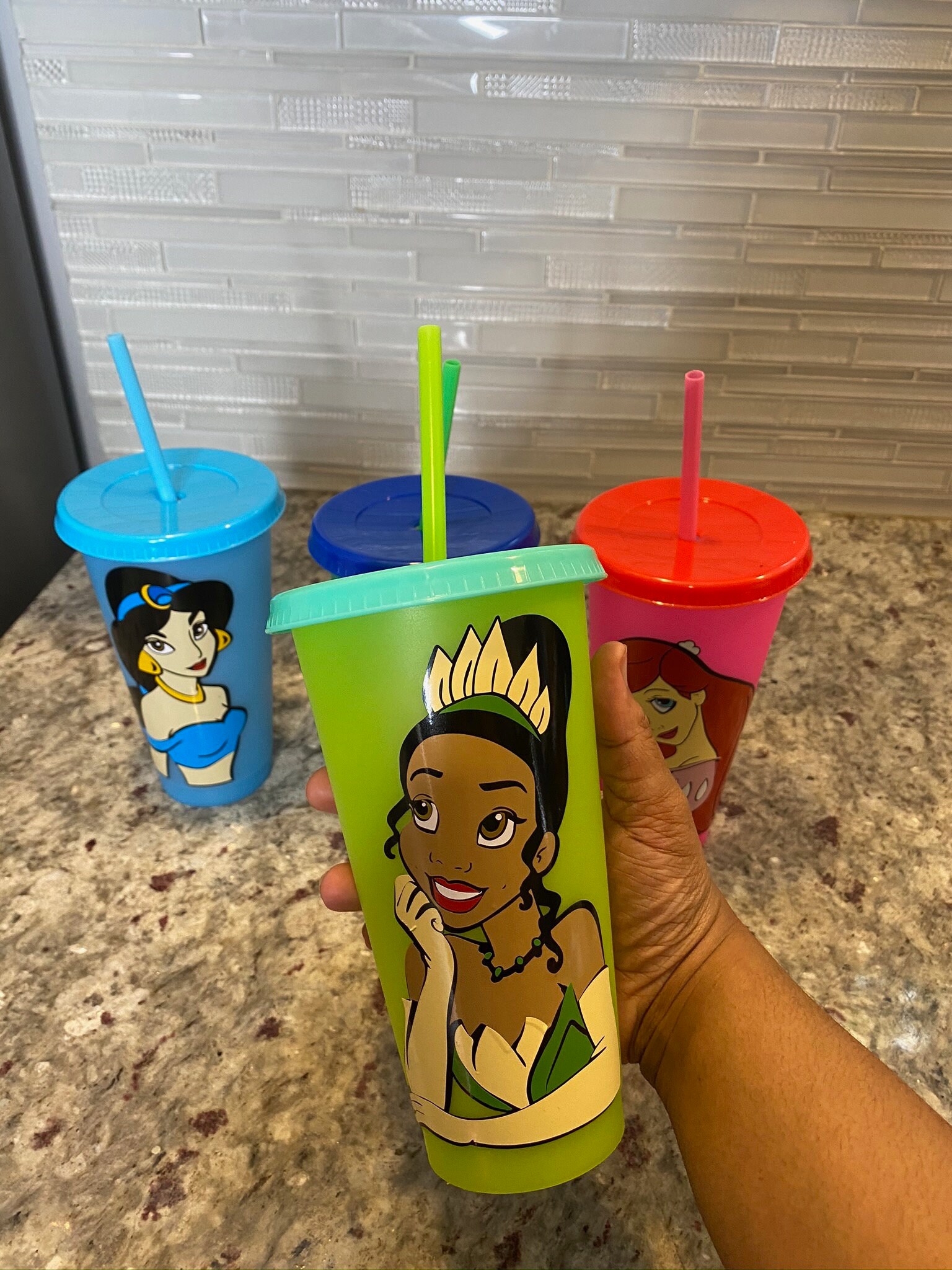 Princess Inspired Cups with Optional Bling Top | Etsy