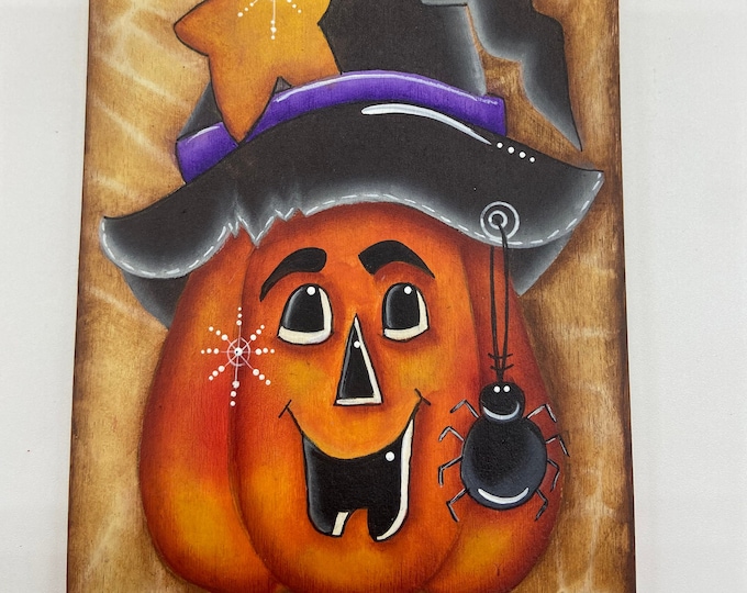 Hand Painted, Wooden, Halloween, Jack-o-lantern, Witches Hat - Etsy