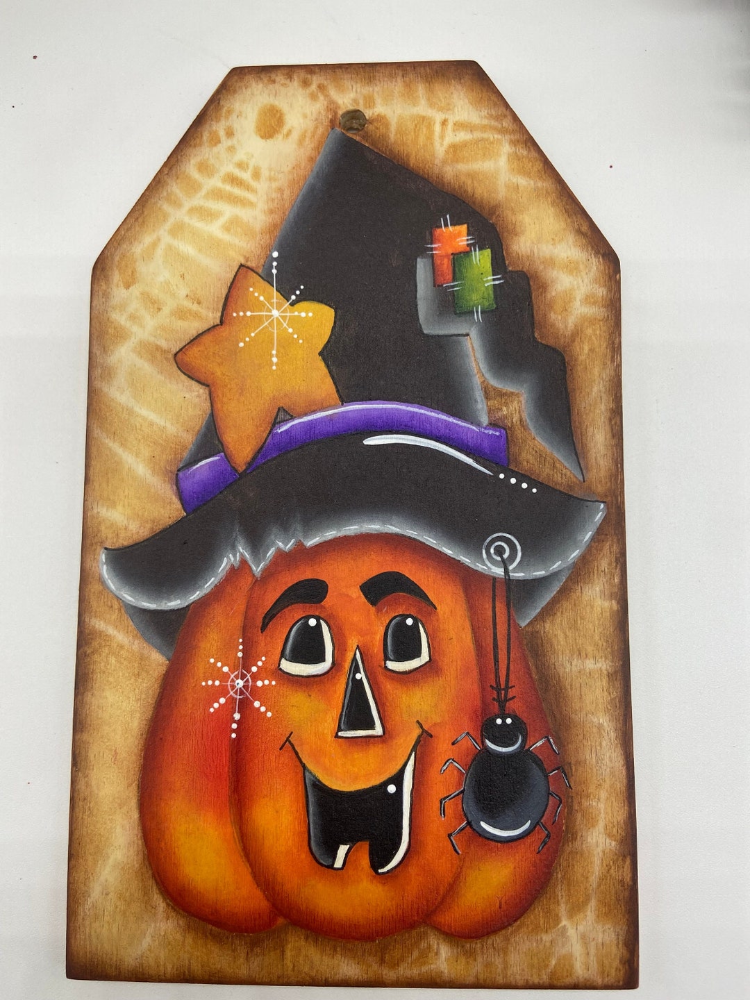 Hand Painted, Wooden, Halloween, Jack-o-lantern, Witches Hat - Etsy