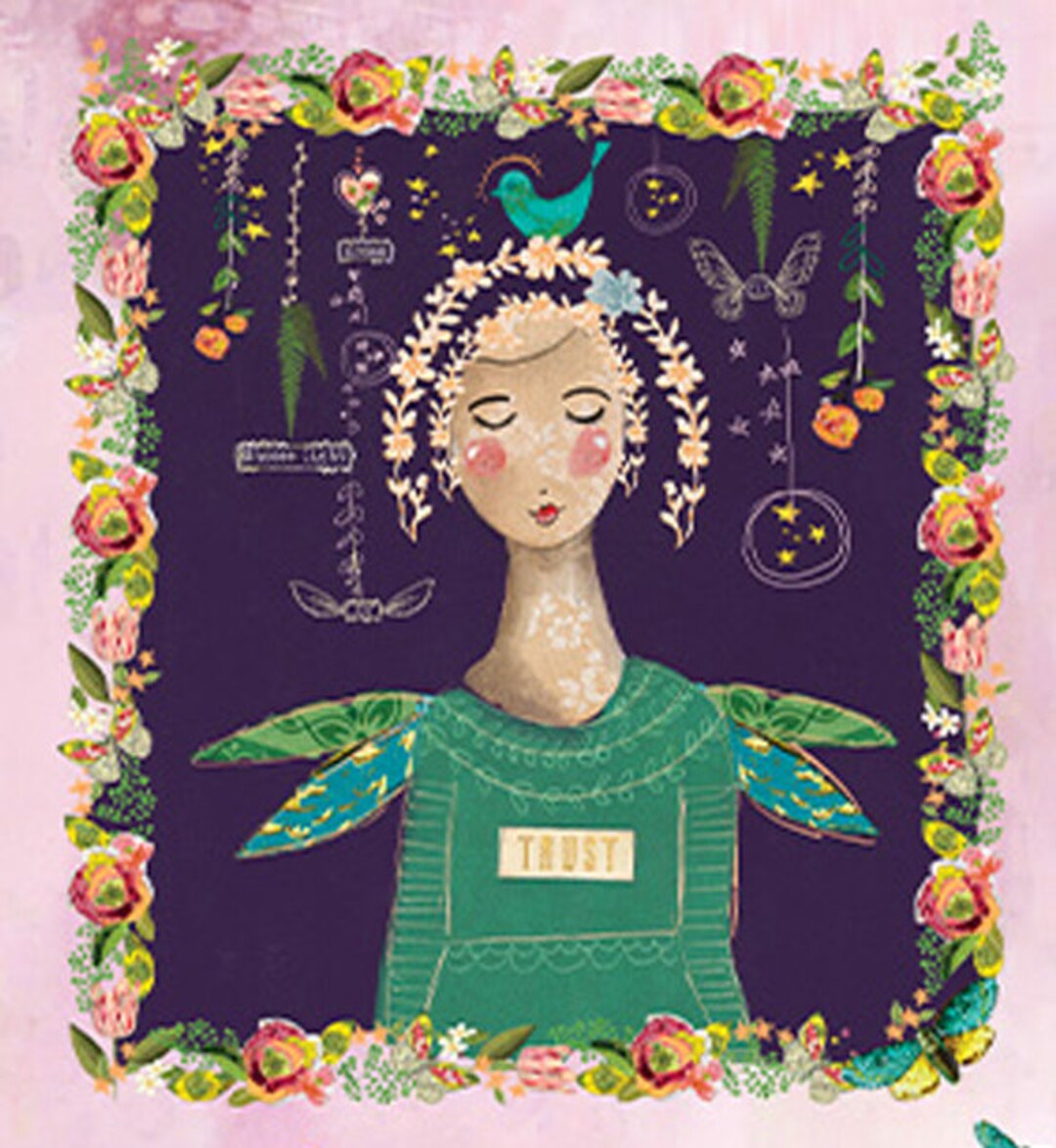 INSPIRED HEART Fabric PANEL ~ Kelly Rae Roberts for Benartex ~ Mixed ...