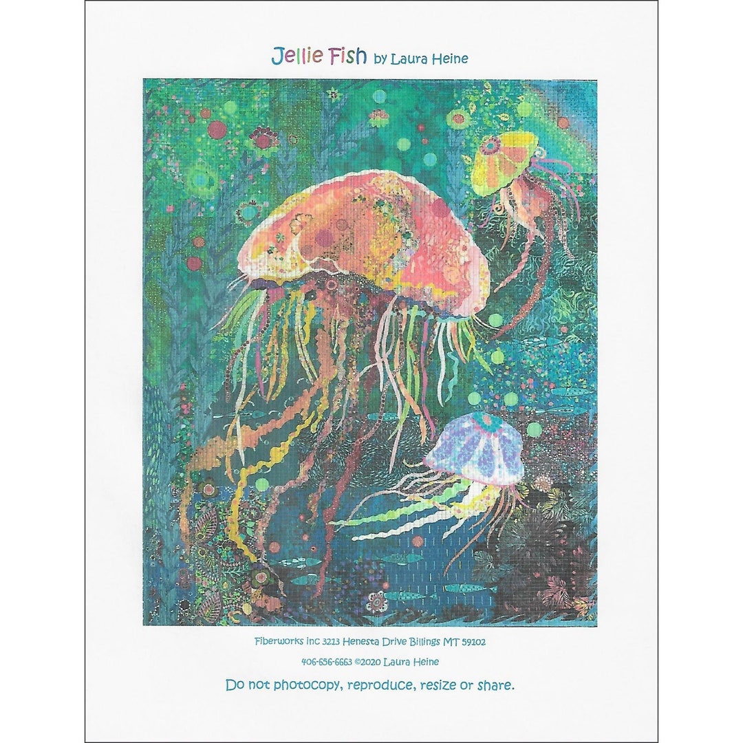JELLIE FISH ~ Collage Quilt PATTERN by Laura Heine ~ 38" W X 45" H ...