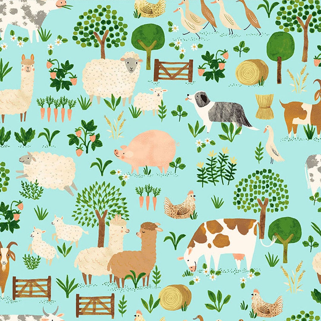 DALE FARM ANIMALS ~ 16 Fat Quarters ~ Clothworks ~ Sheep, Cows ...