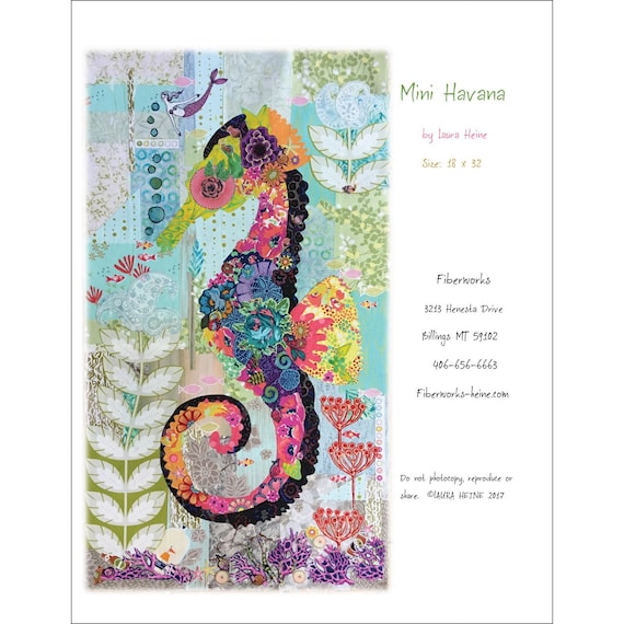 Laura Heine COLLAGE QUILT PATTERN Seahorse 18x32 Quilt to | Etsy