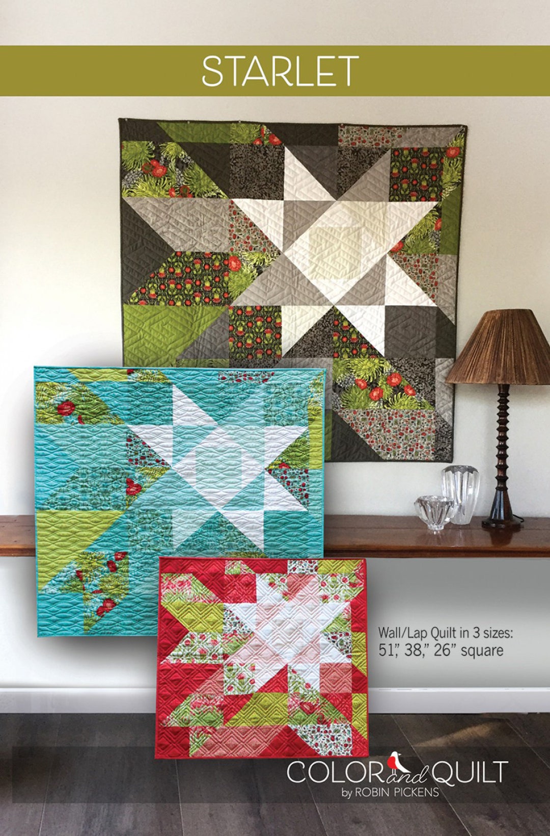 STARLET QUILT PATTERN ~ by Robin Pickens ~ 3 Sizes for Wall or Lap ...