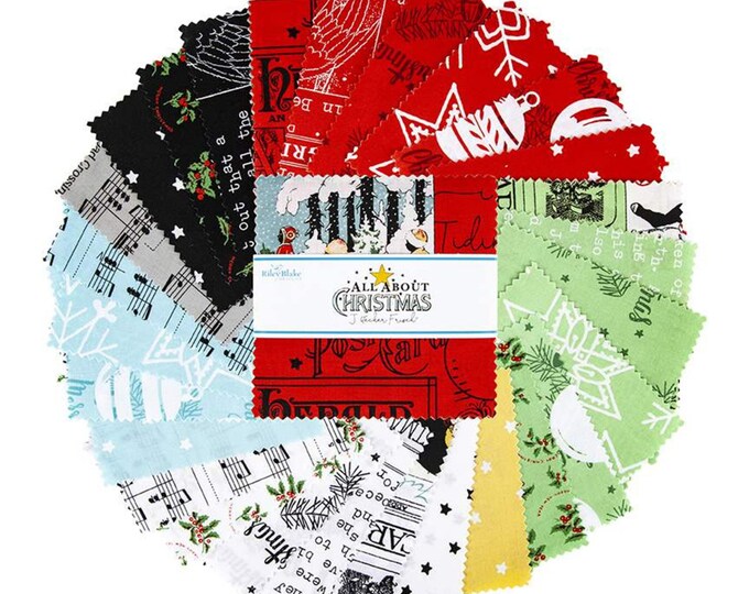 ALL ABOUT CHRISTMAS ~ 5" Square Charm Pack ~ 42 Pieces ~ Riley Blake ...