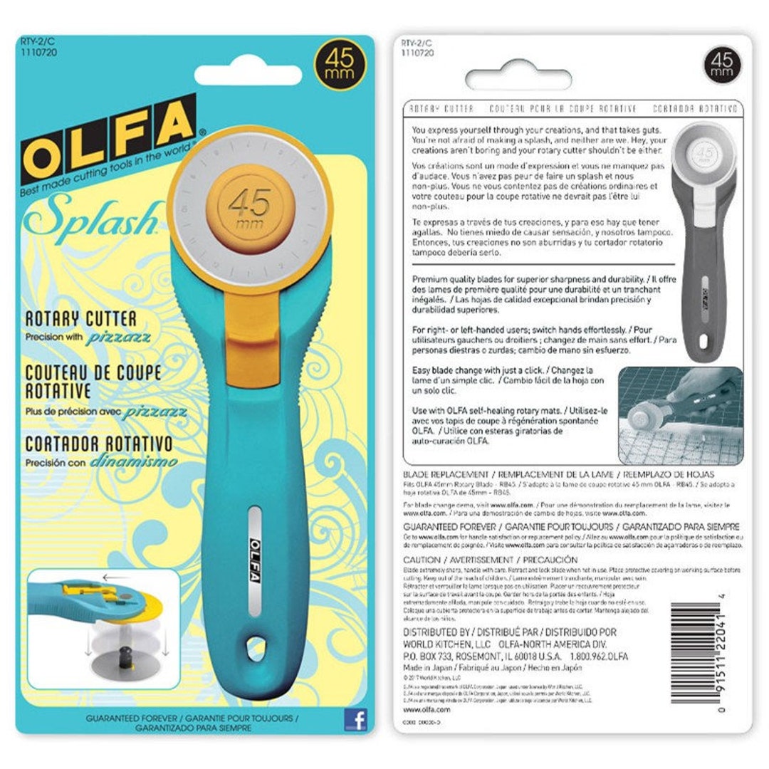 OLFA SPLASH ROTARY Cutter ~ 45mm Quick-change Blade ~ Right or Left ...