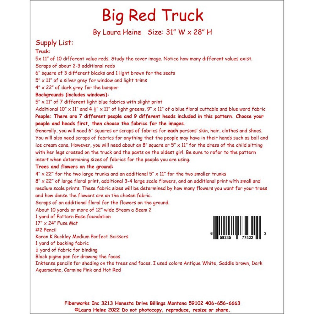 BIG RED TRUCK Collage Quilt Pattern by Laura Heine - Etsy
