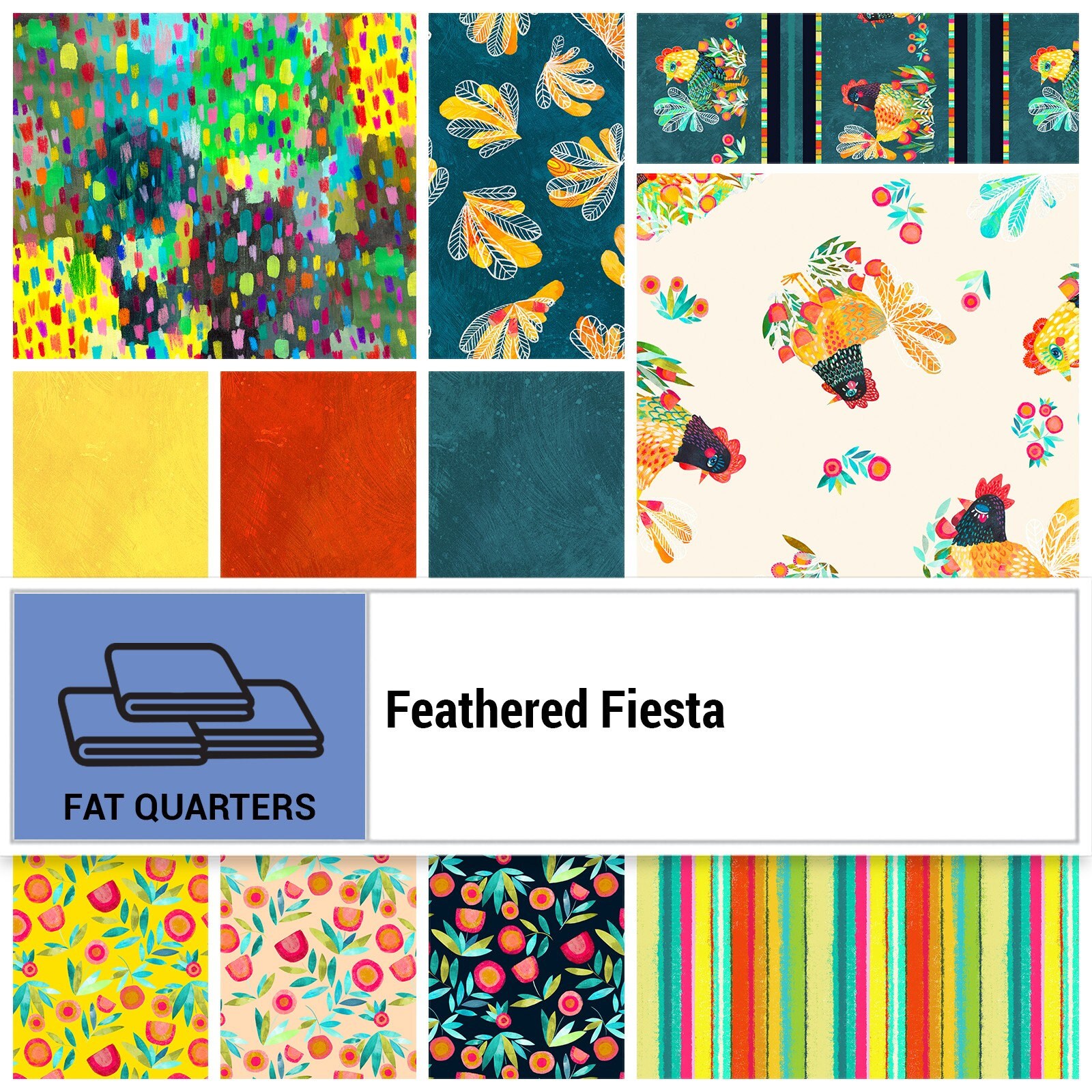 FEATHERED FIESTA ~ Fat Quarter Bundle ~ 11 Fq's 18x22 + 1 Panel ...