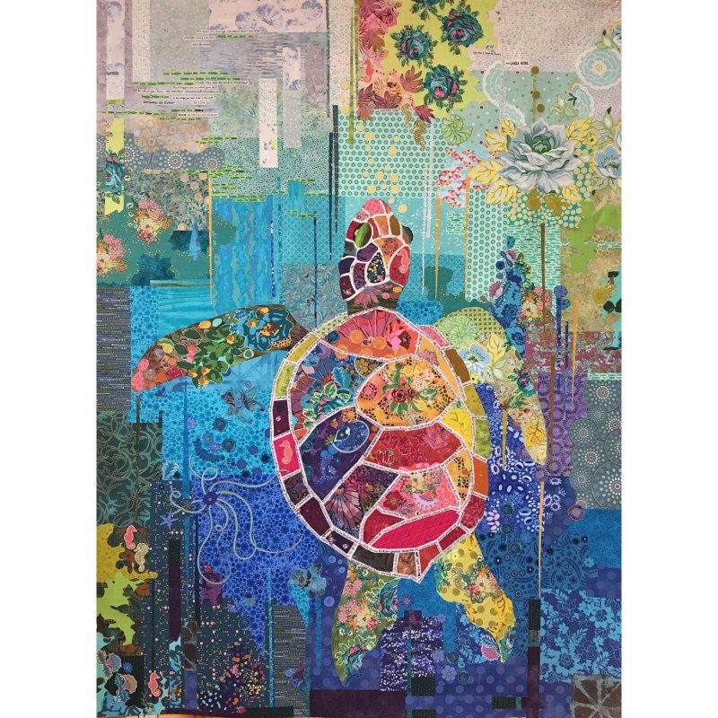 SEAWELL SEA TURTLE Collage Quilt Pattern by Laura Heine - Etsy