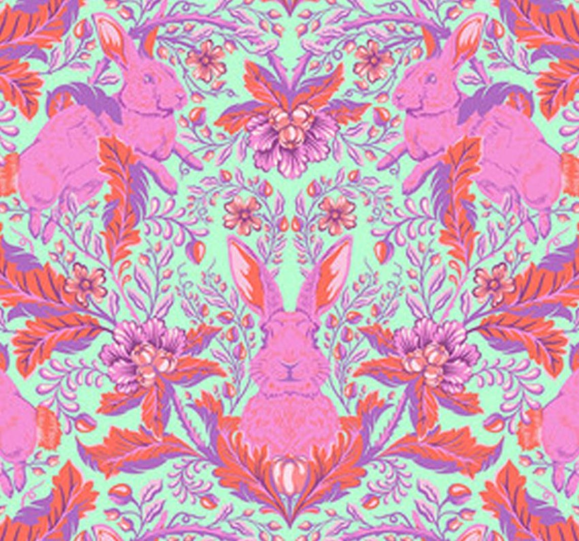 FULL MOON FOREST Ll ~ Hoppy Go Lucky ~ Rabbits Blossom Purple ~ Tula ...