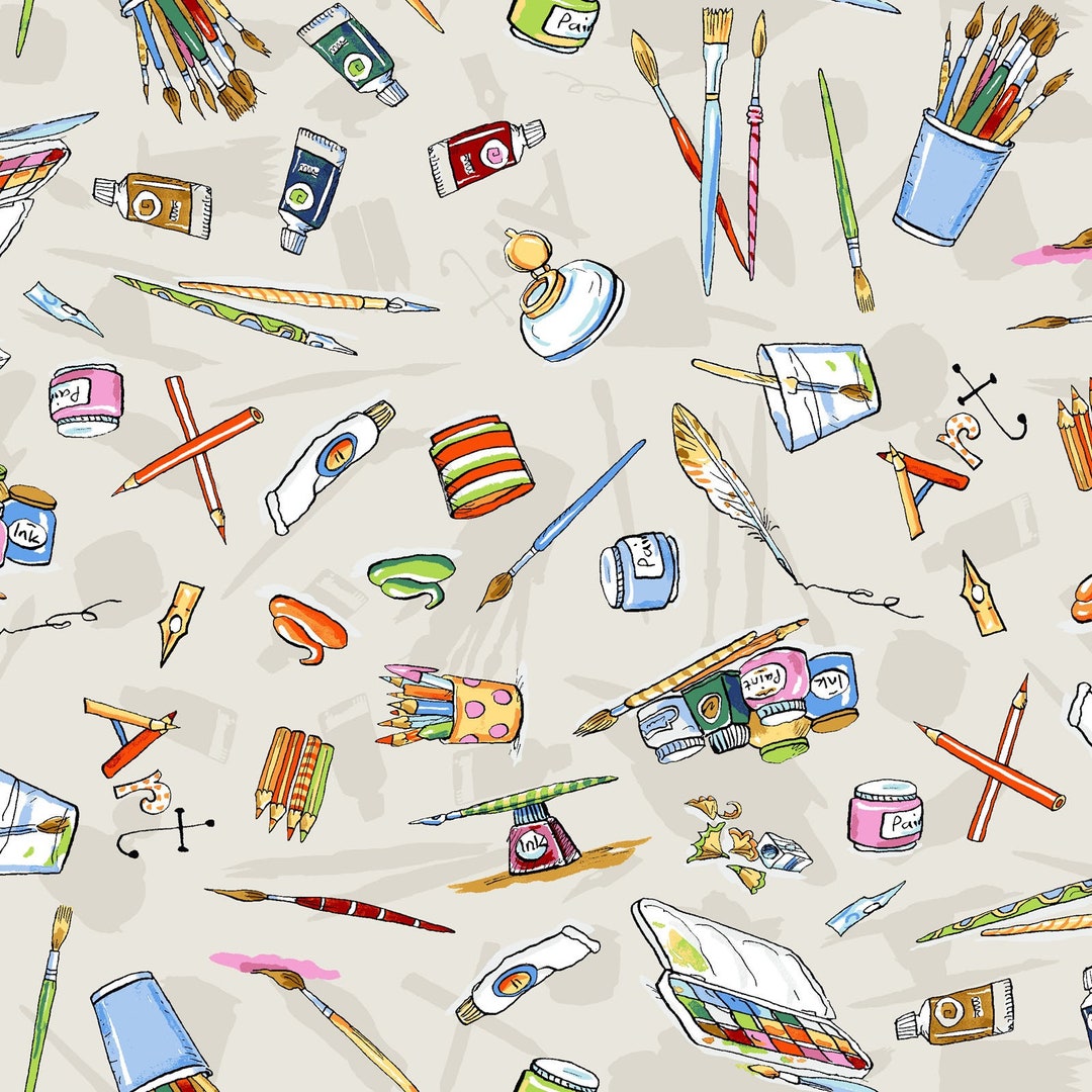 ART CLUB Art Supplies on Light KHAKI Tonal Clothworks Painting, Drawing ...