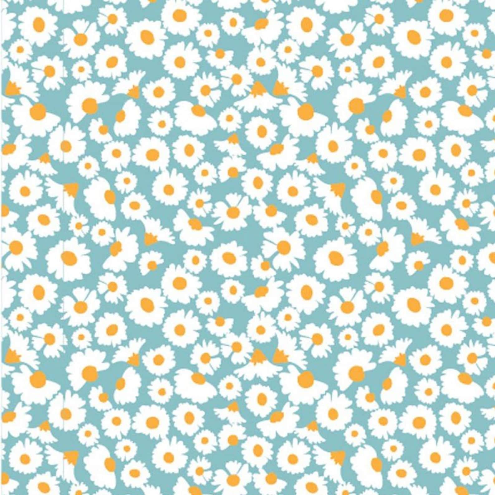 HOPSCOTCH and FRECKLES ~ White Daisy Flowers Daisies on Teal ~ Poppie ...