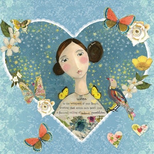 A HEART LEAD LIFE Panel ~ Kelly Rae Roberts ~ Mixed Media Style ~ 23.5 ...
