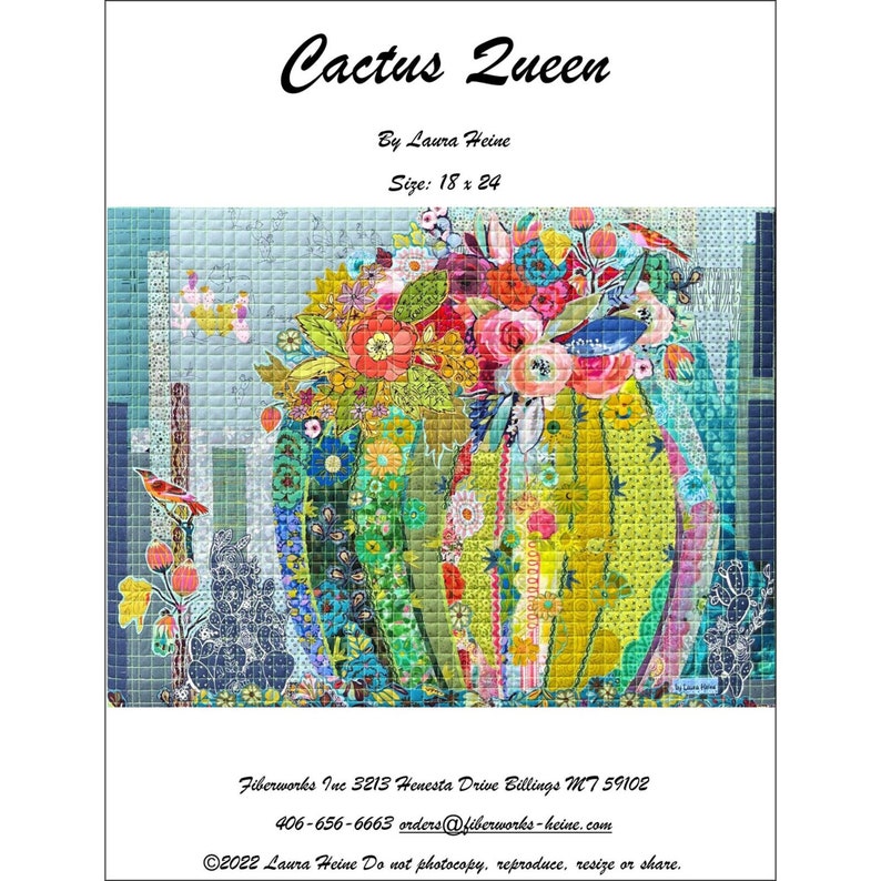CACTUS QUEEN ~ Collage Quilt Pattern by Laura Heine ~ Makes 18" X 24 ...