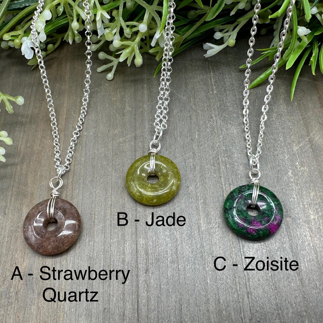 Semiprecious Gemstone Pi Donut Stone Pendant | Choice Of: Strawberry ...