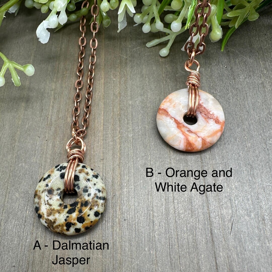 Semiprecious Gemstone Pi Donut Stone Pendant | Choice Of: Dalmatian ...