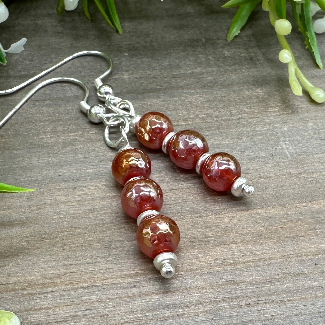 Courage and Creativity Dangle Earrings Faceted Electroplated Carnelian ...