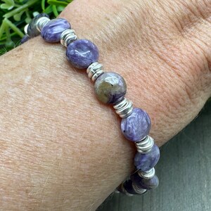 Insight and Acceptance Bracelet Genuine Charoite 8 Mm Coin Shaped ...