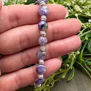 Insight and Acceptance Bracelet Genuine Charoite 8 Mm Coin Shaped ...