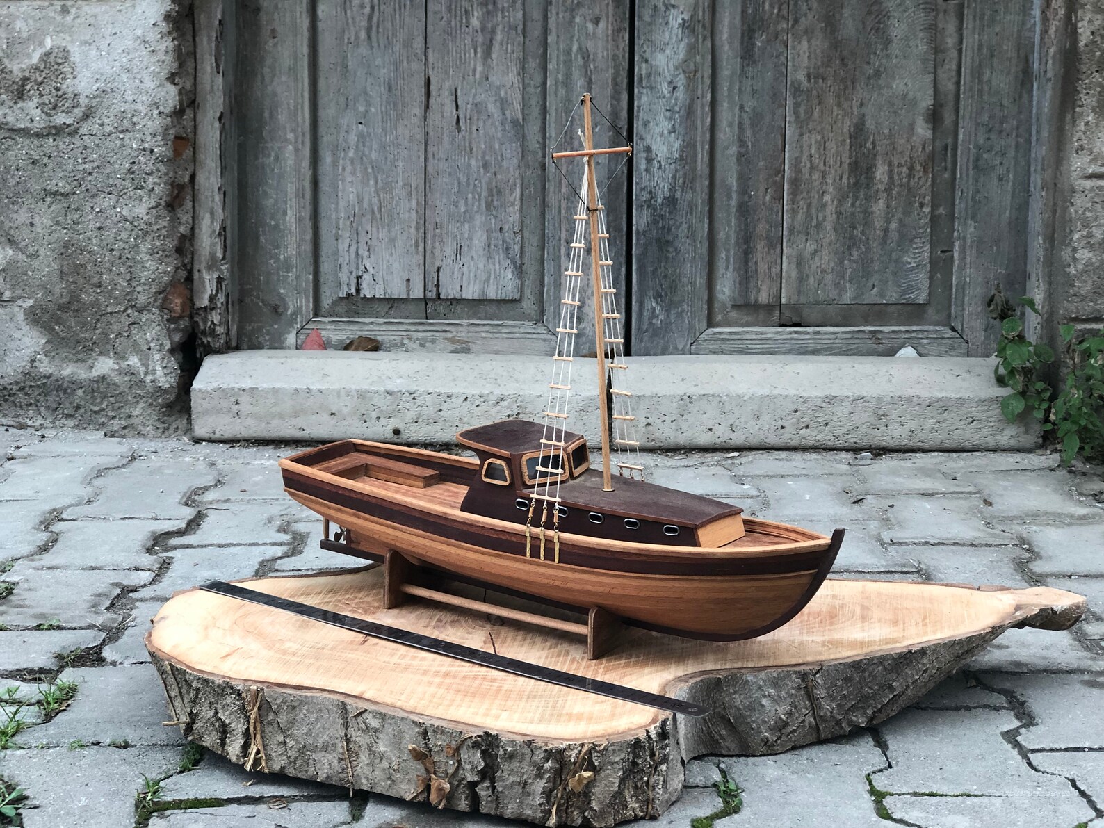 Wooden Model Ship Referee Motors Scale Model Boat - Etsy