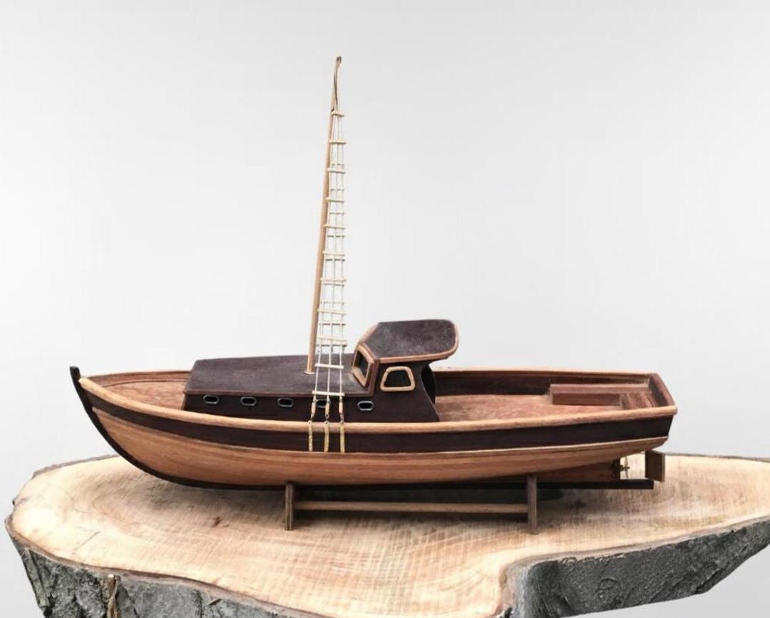 Wooden Model Ship Referee Motors Scale Model Boat - Etsy