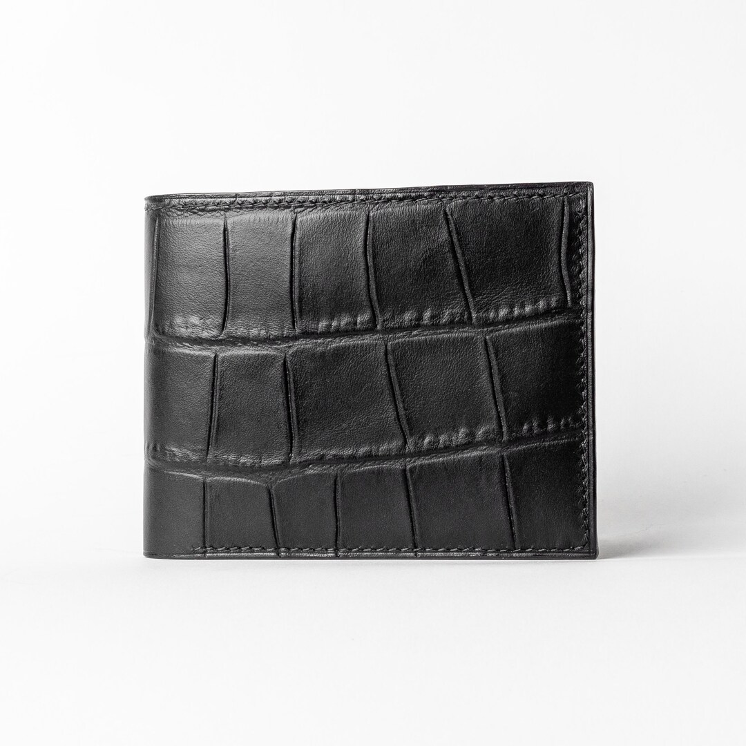 Black Alligator Wallet, Black Alligator-embossed Leather, Stamped ...