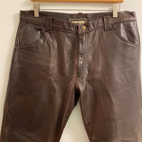 Brown Leather Pants - Etsy