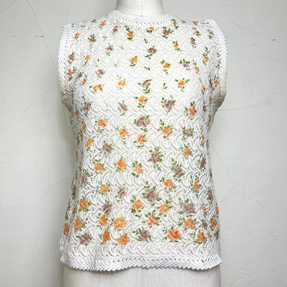 Sz. M 1960's Acrylic Yarn Top - Gem