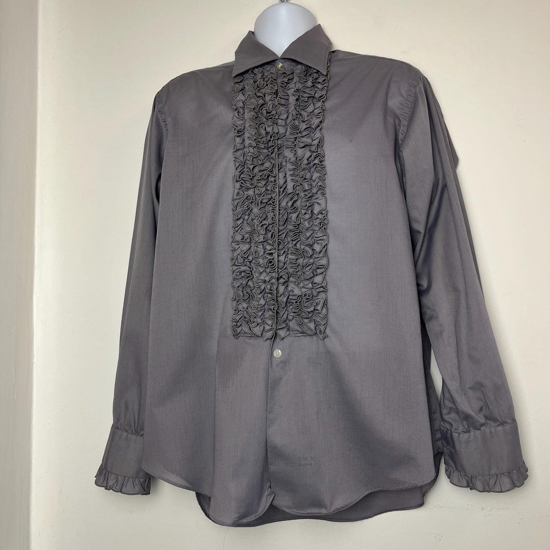1970's Gray Ruffle Tux Shirt "lew Maygram" - Etsy