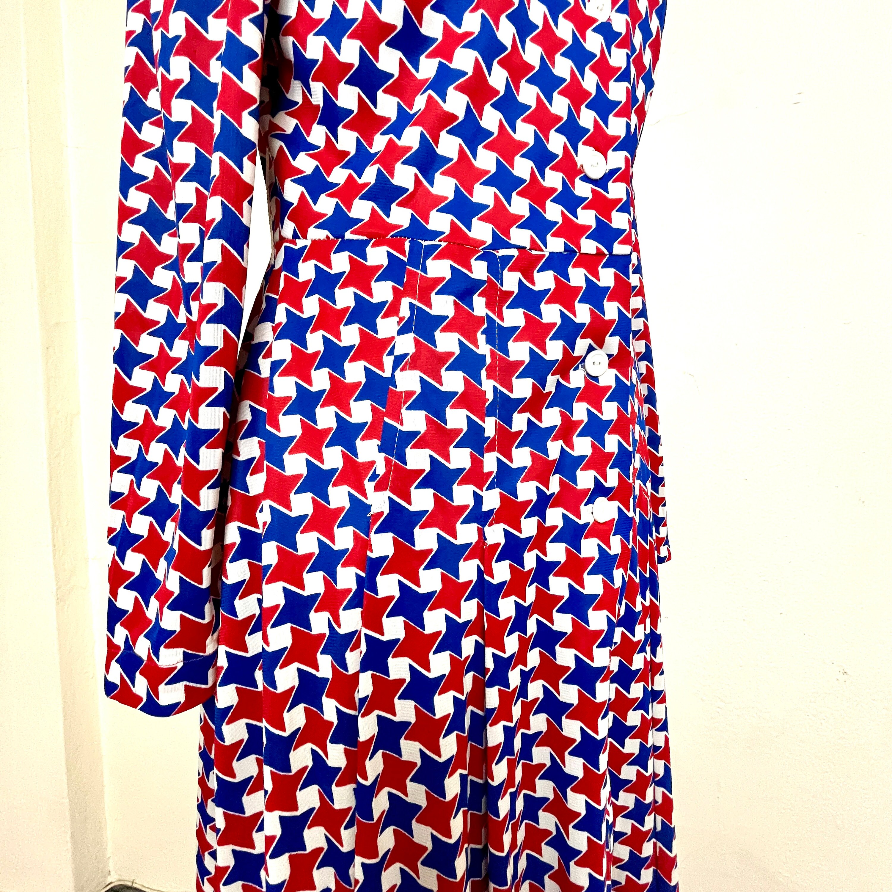 Sz. L Red White & Blue 1970's Marcia Brady Dress - Etsy