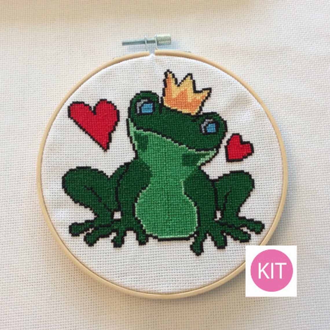Cross Stitch Kit Frog Everything Included/hoop/dmcthread/needle - Etsy