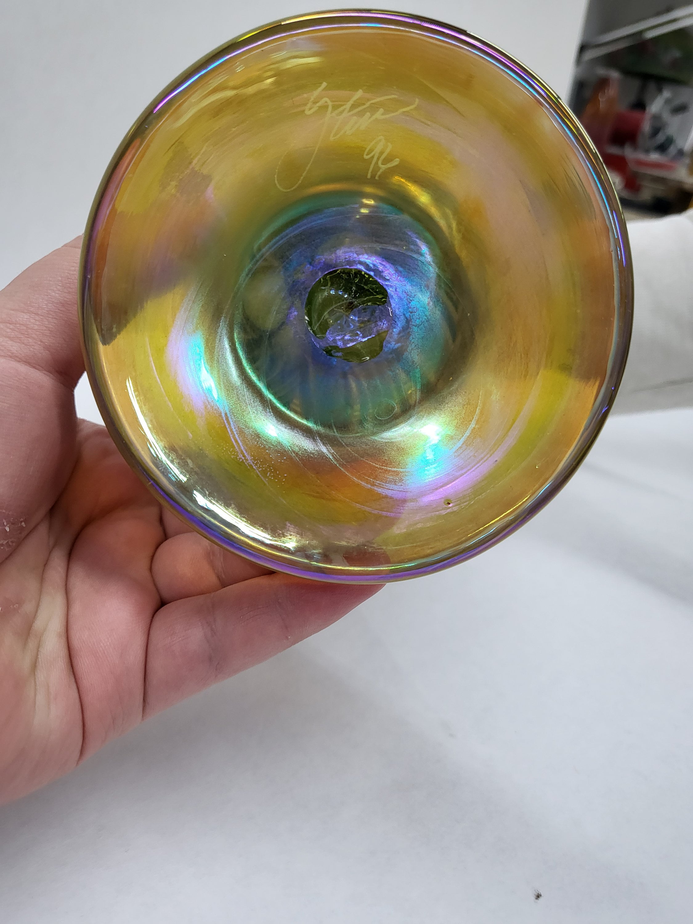 Signed Strini Art Glass Vase: Iridescent Hand Blown Glass, 1996 - Etsy