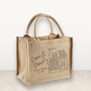 Personalized First Home Jute Bag - Housewarming Gift - Etsy UK