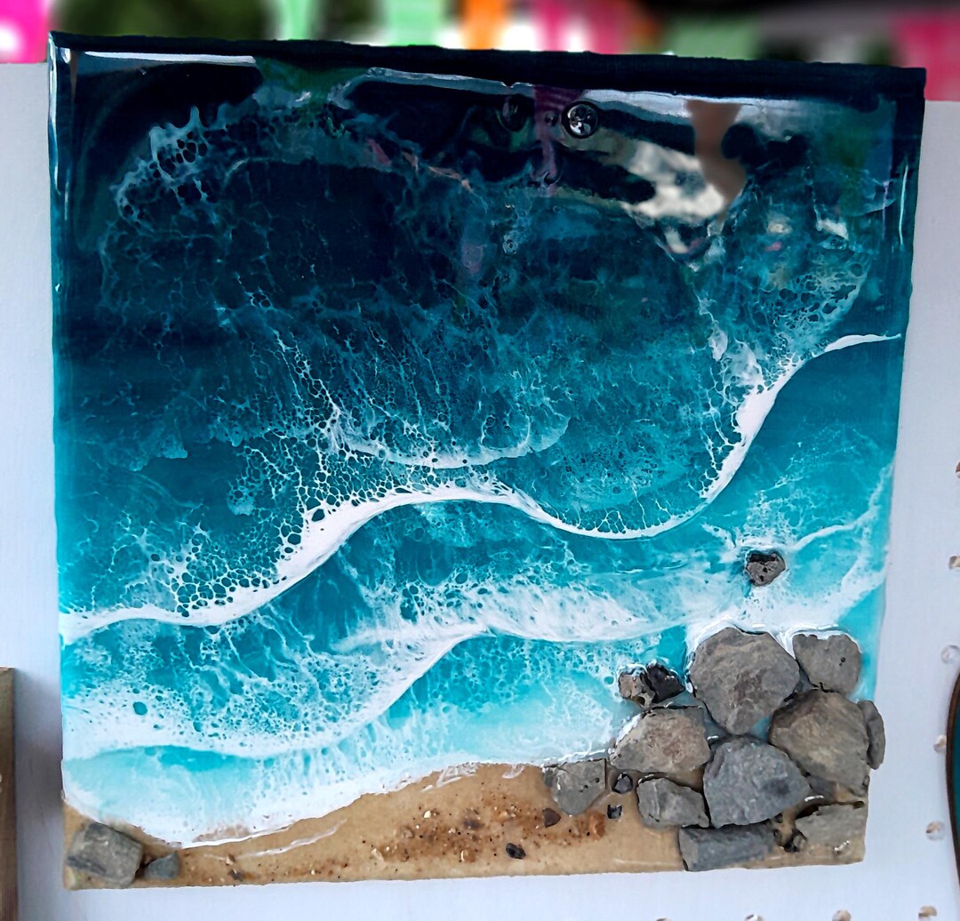 Resin Ocean Art Canvase | Coastal Seascape Resin Canvase | Ocean Themed ...