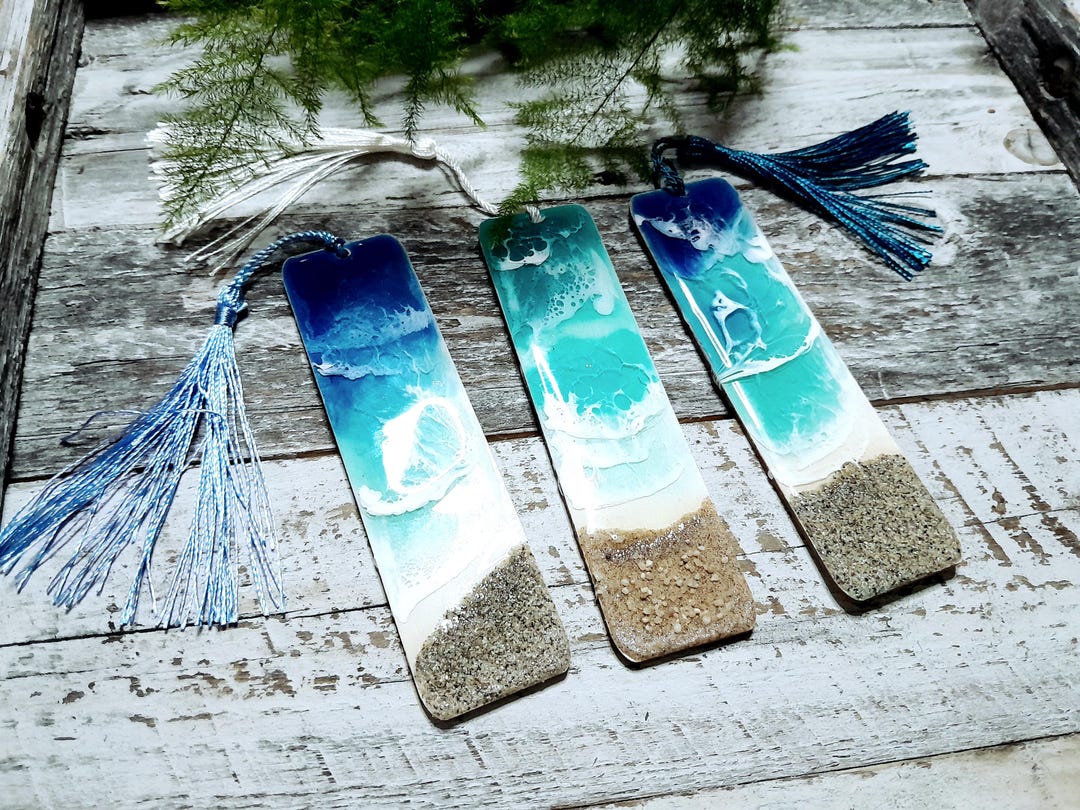 Ocean Resin Bookmarks Ocean Themed Bookmarks Resin Wood - Etsy