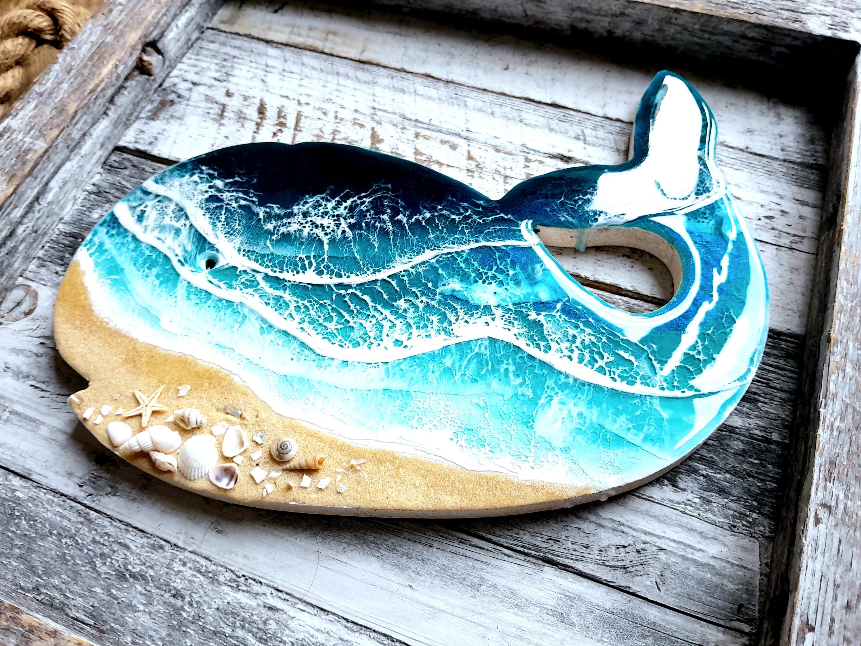 Whale Resin Ocean | Coastal Whale Art | Ocean Themed Freestanding Whale ...