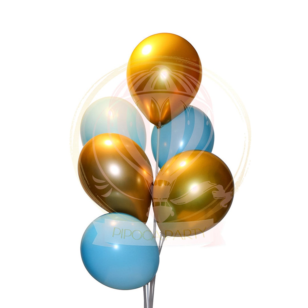 6 Gold and Baby Blue Party Balloons, Birthday Party, Baby Shower ...