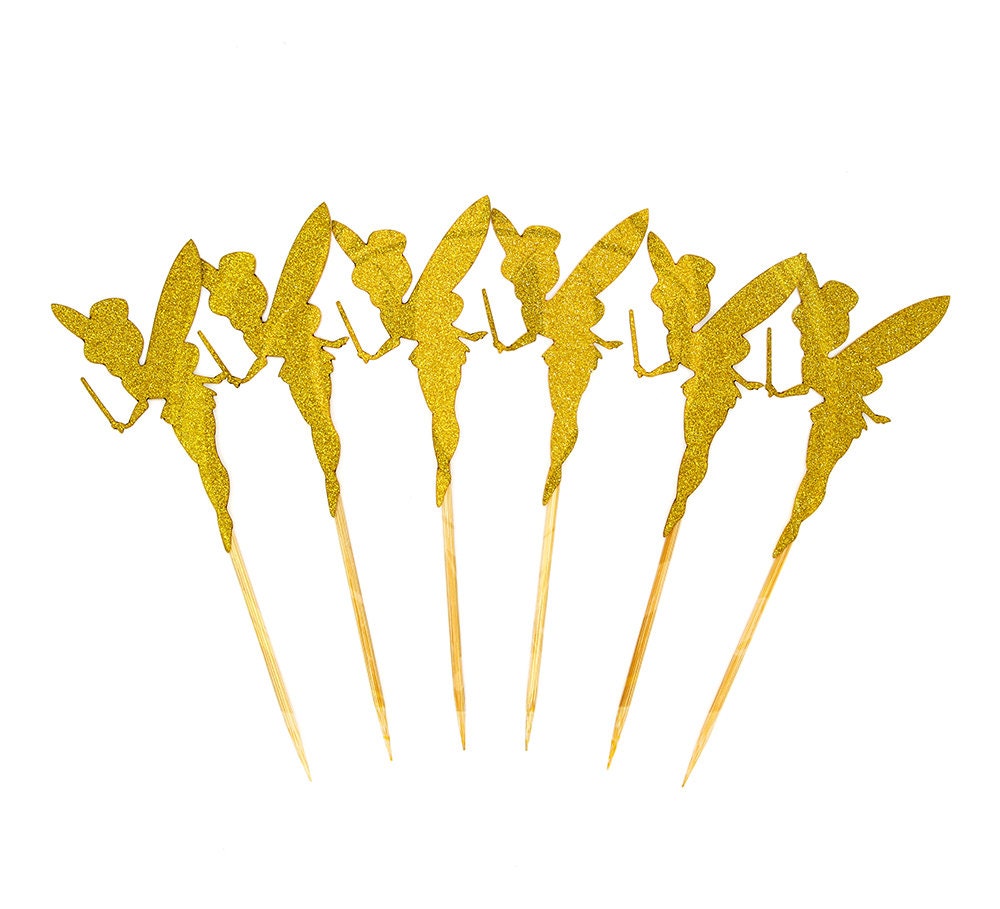 Golden Glitter Fairy Cake Toppers, Fairyland Party, Birthday Party ...