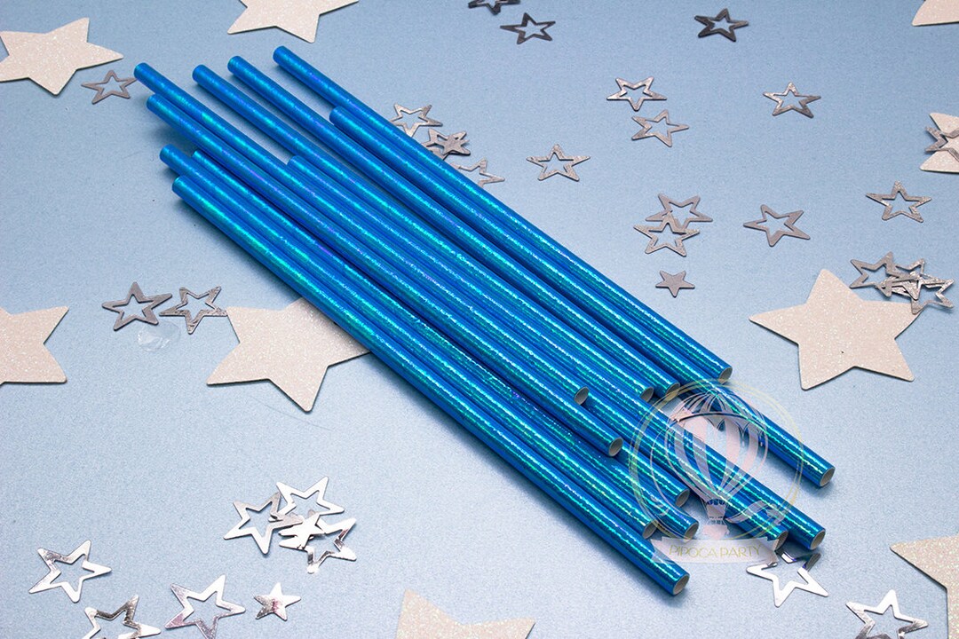 12 Iridescent Blue Party Straws, Mermaid Party, Unicorn Party,frozen ...