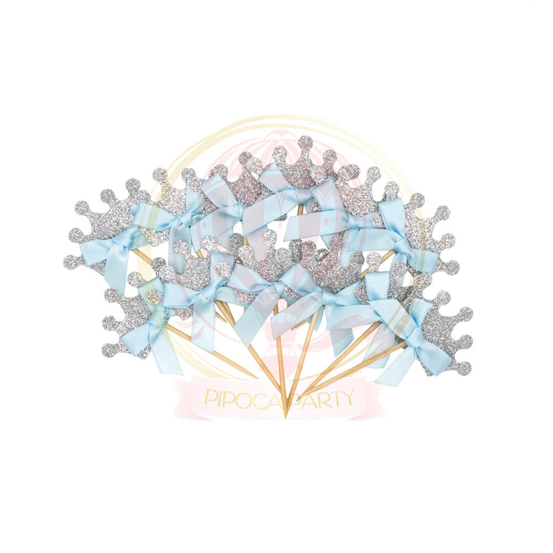 Silver Glitter Crown Cake Toppers, Girls and Boys Party, Birthday Party ...