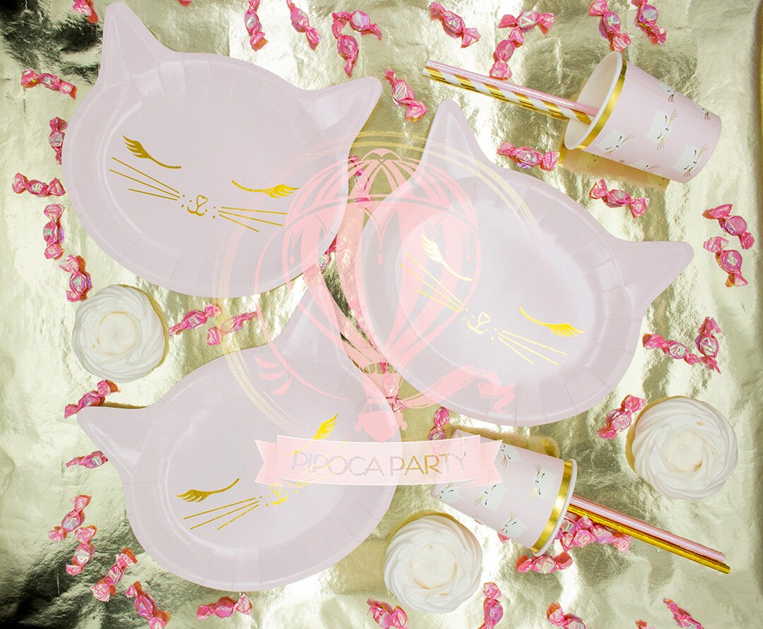 6 Cat Party Plates, Birthday Party, Baby Shower, Hello Kitty Party ...