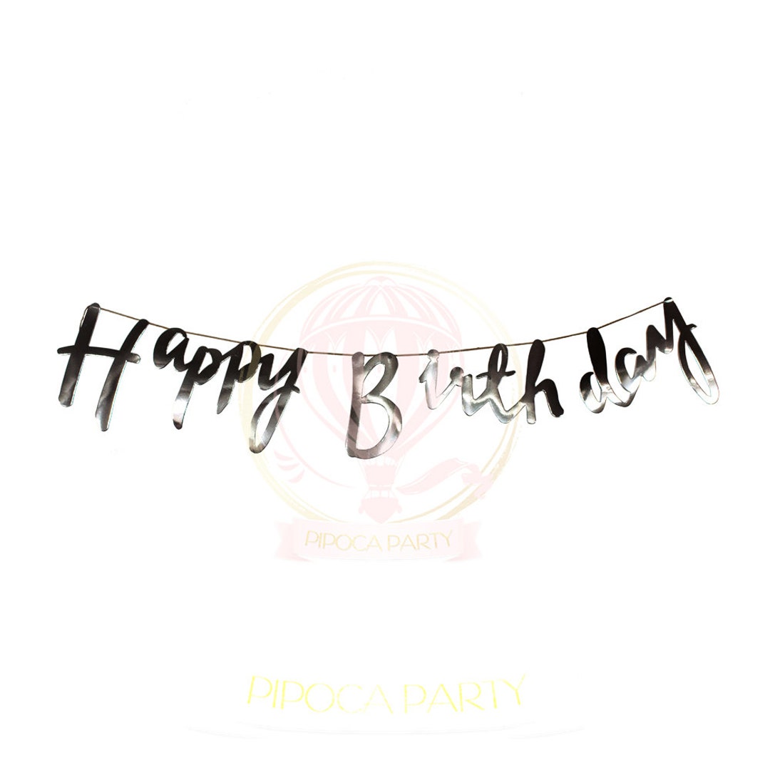 Happy Birthday Silver Bunting, Space Party, Galaxy Party, Mermaid Party ...