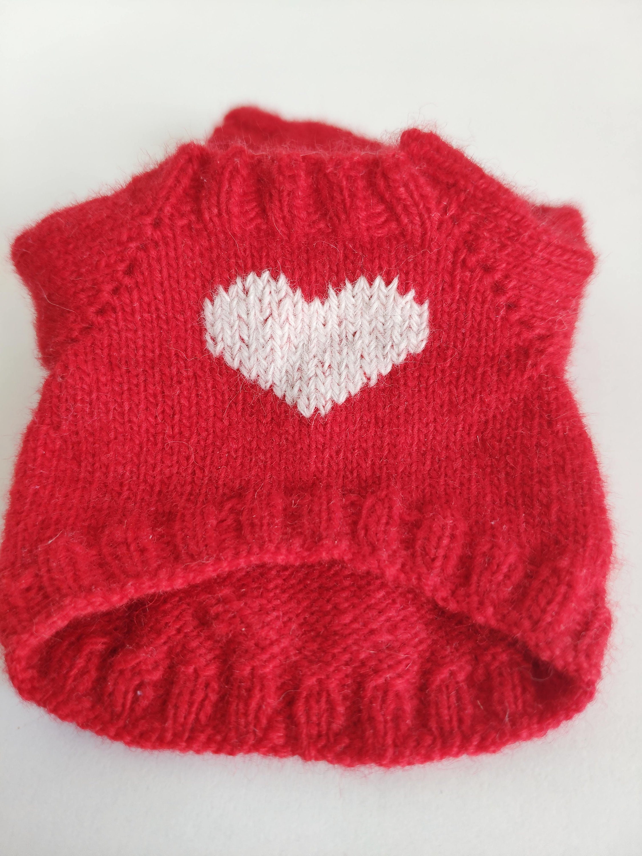 Knitted Red Angora Sweater With Heart for Neo Blythe Pullover | Etsy