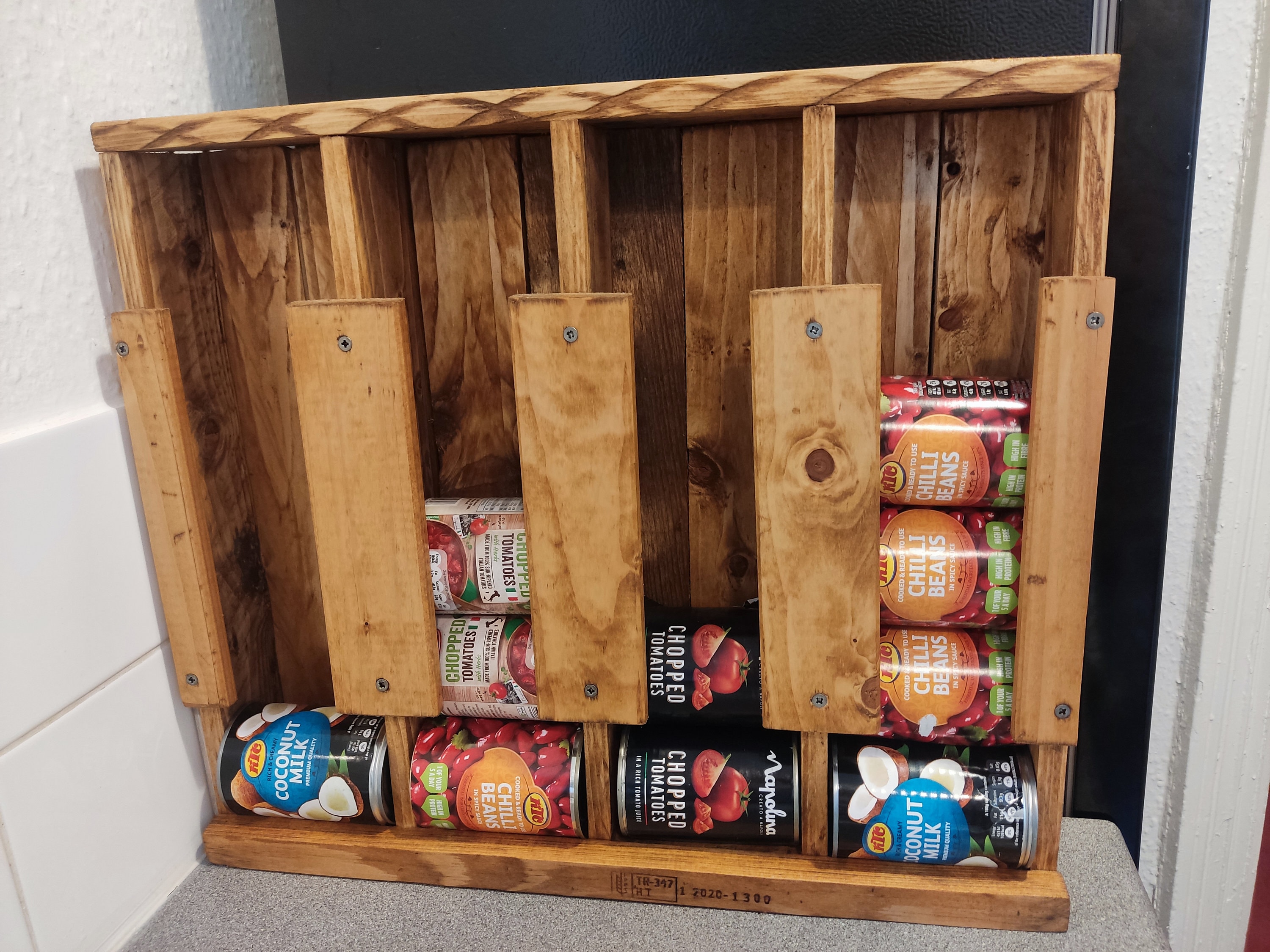 Wooden Food Tin Can Dispenser Kitchen Cupboard Rack Holder - Etsy UK