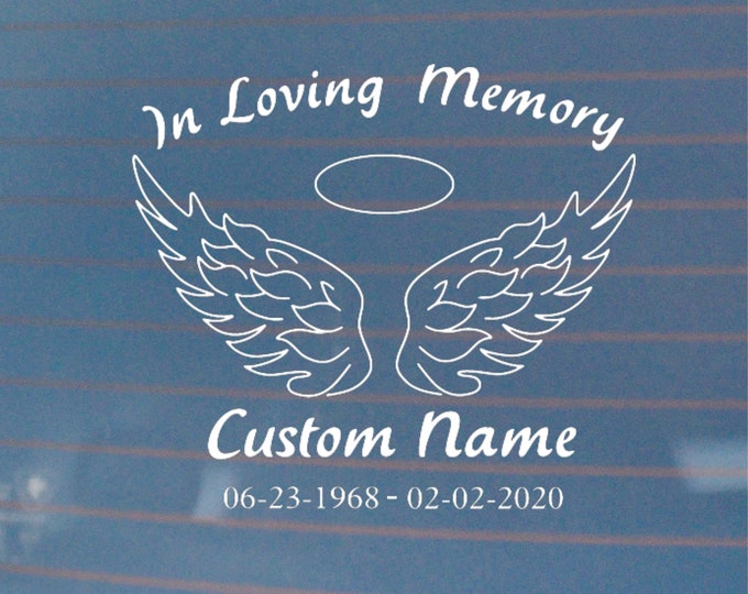 In Loving Memory Decal Custom Memory Decal Angel Wings Memory Sticker ...