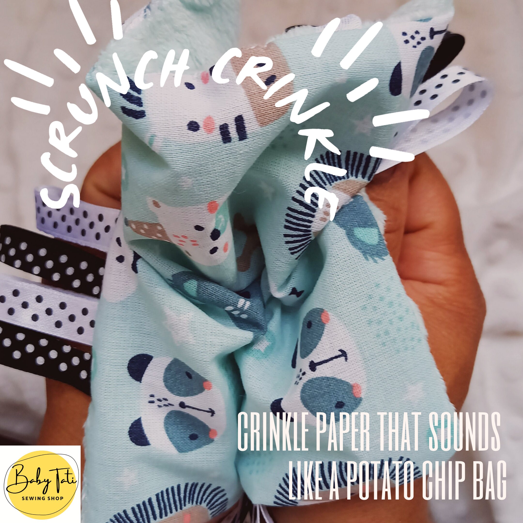 Crinkle Tag Blanket Toy Mini Crinkle Taggie Crinkle Square - Etsy