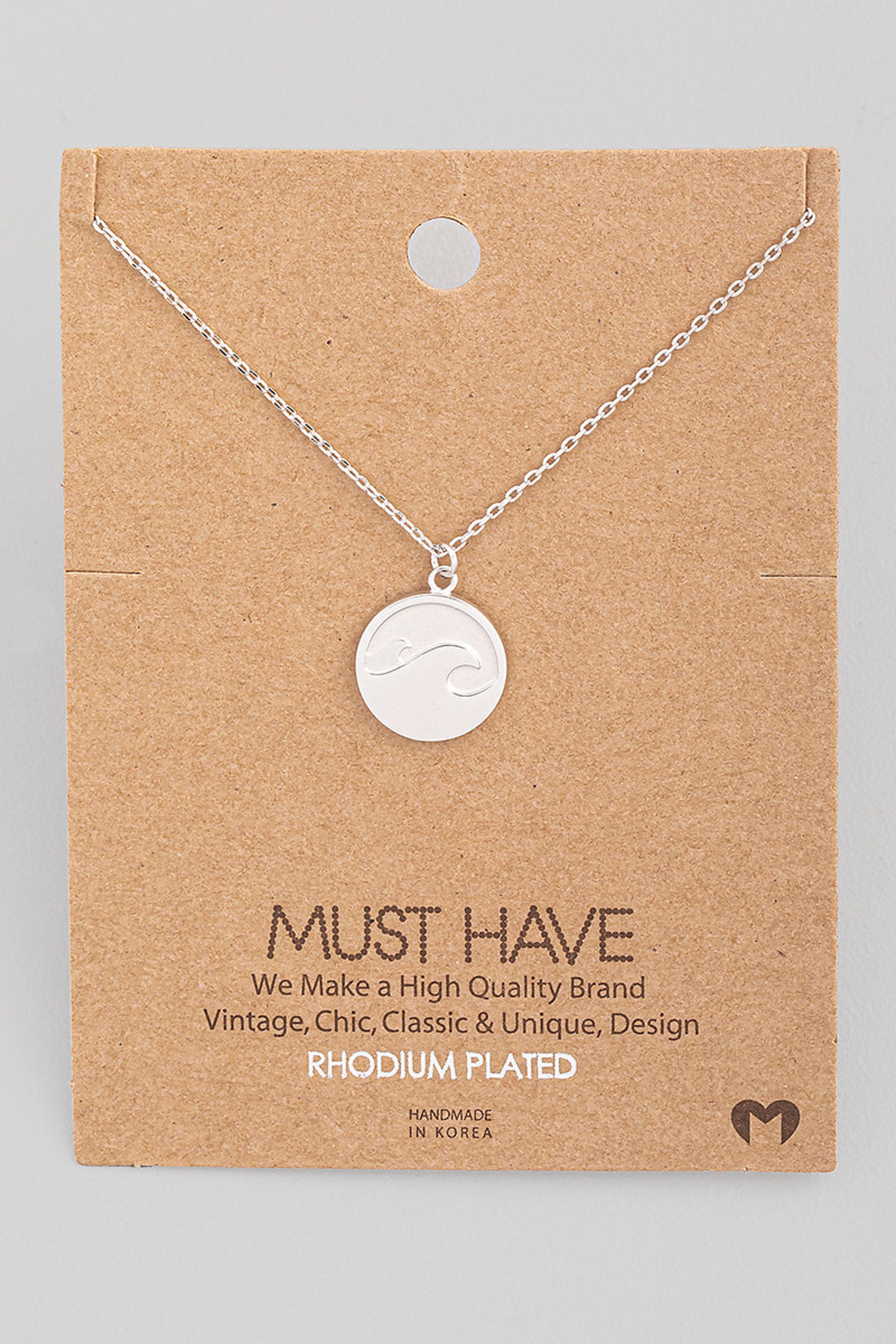 18k Gold Plated Wave Coin Pendant Necklace Available in Gold | Etsy