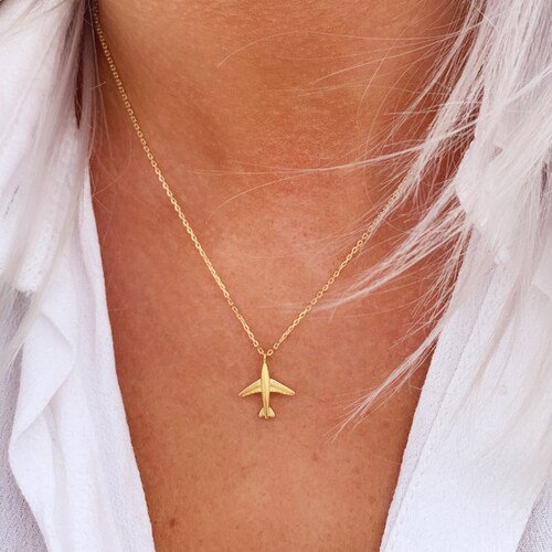 Gold Plane Necklace Airplane Pendant Necklace Aeroplane - Etsy