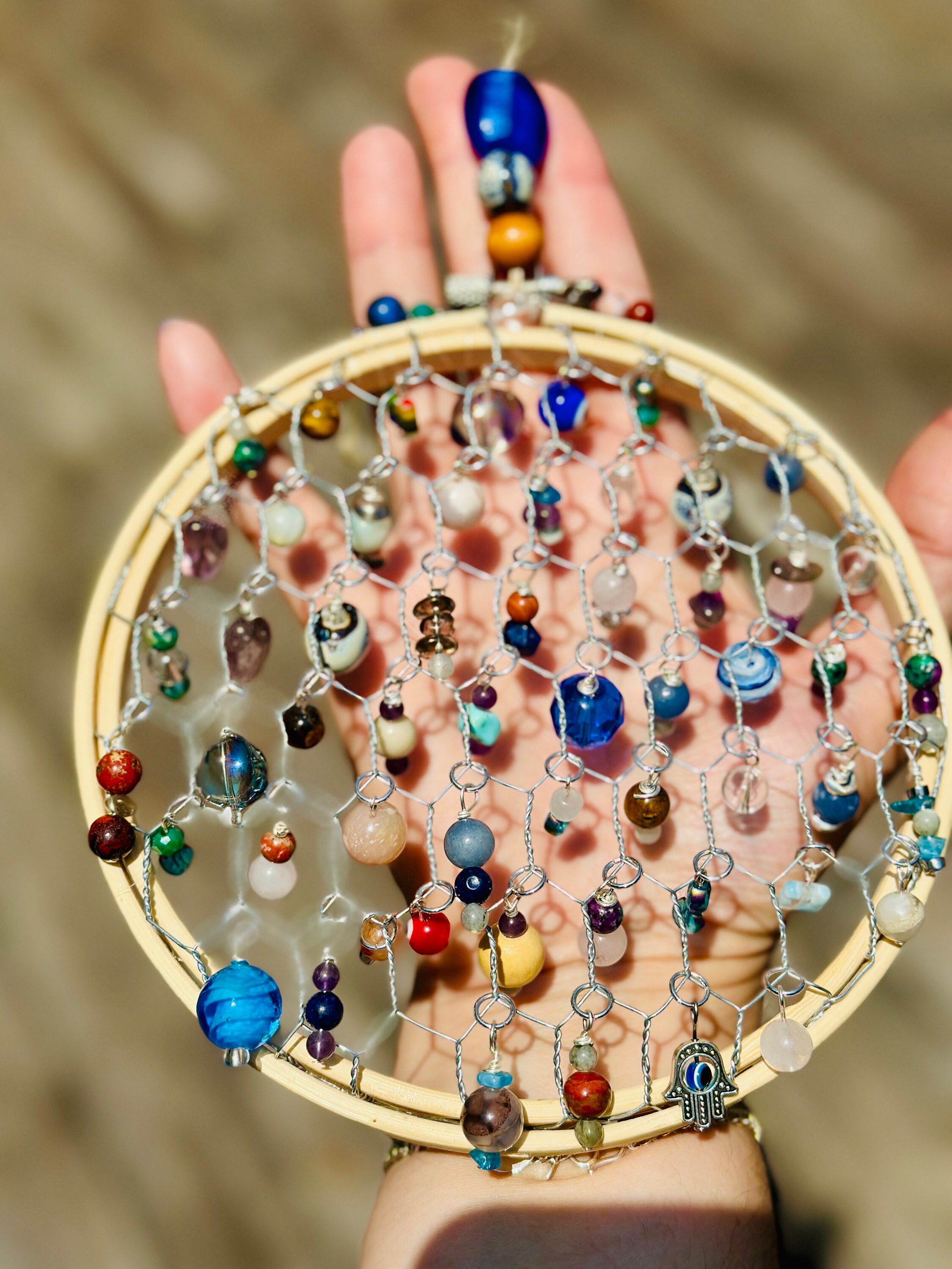 Chicken Wire Sun Catcher With Crystals and Glass Beads. Gift Ideas. - Etsy