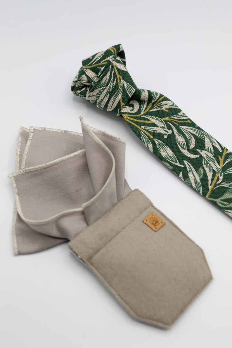 Green Tropical Leaves Handmade Tie, Slim Tie, Handmade Tie, Men Ties ...
